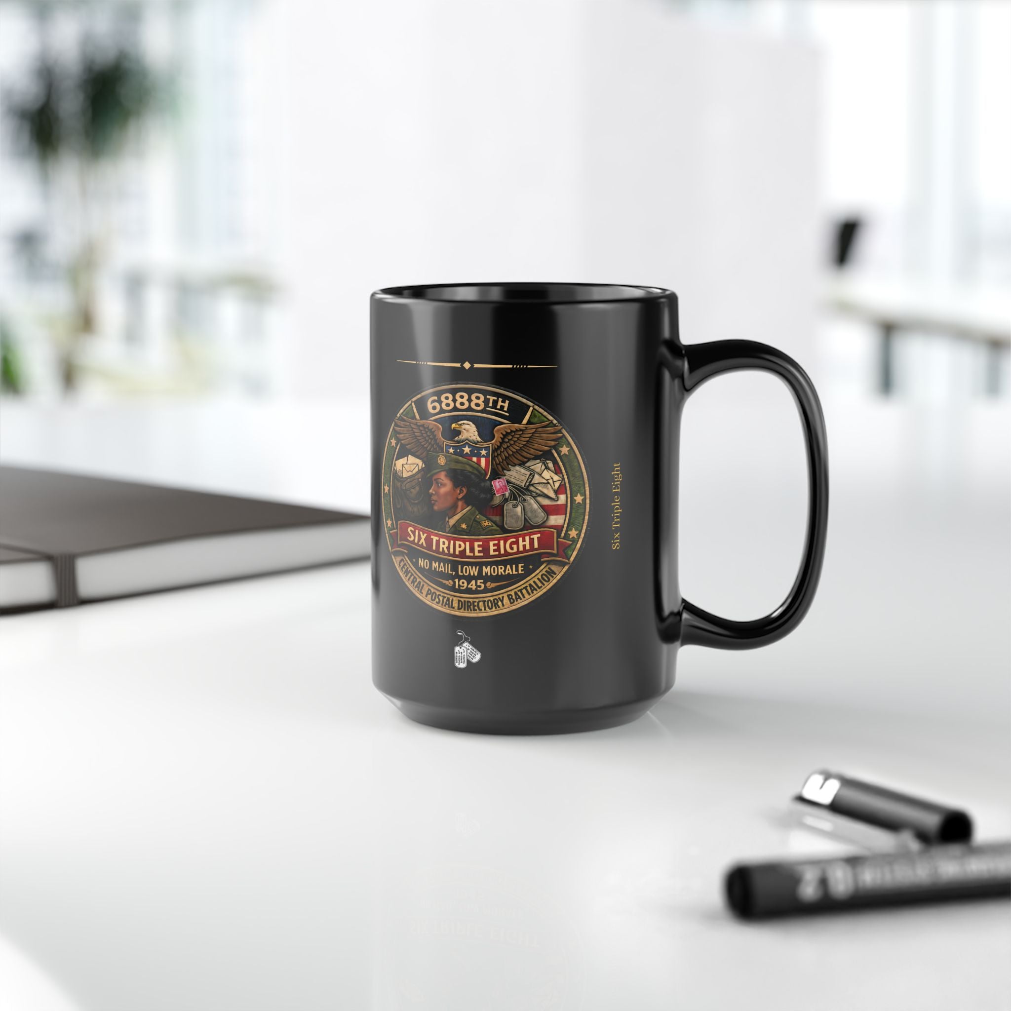 Six Triple Eight Postal Battalion - 15oz black mug – African American ...
